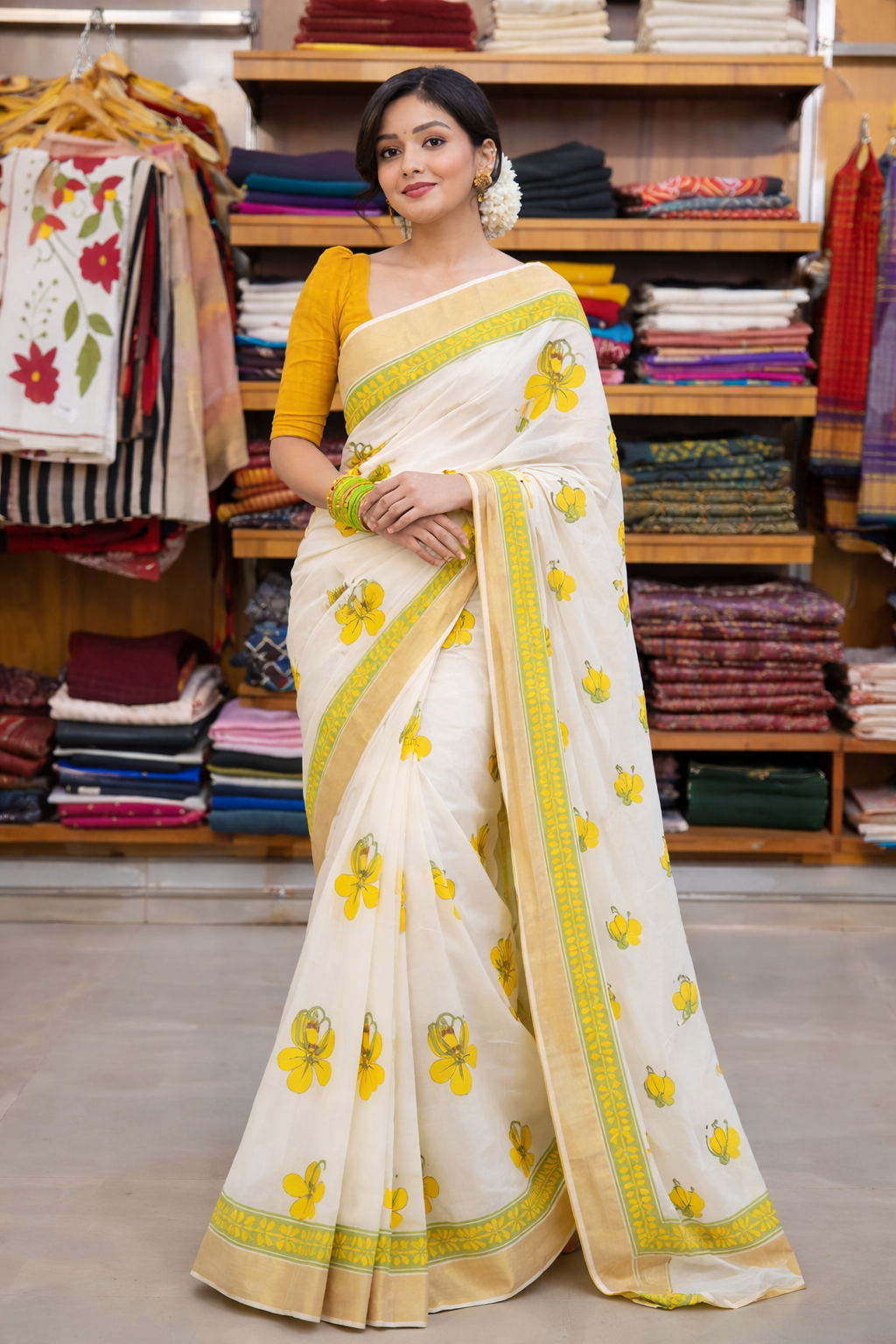 Kani Konnappoo Kerala Saree – Byhand