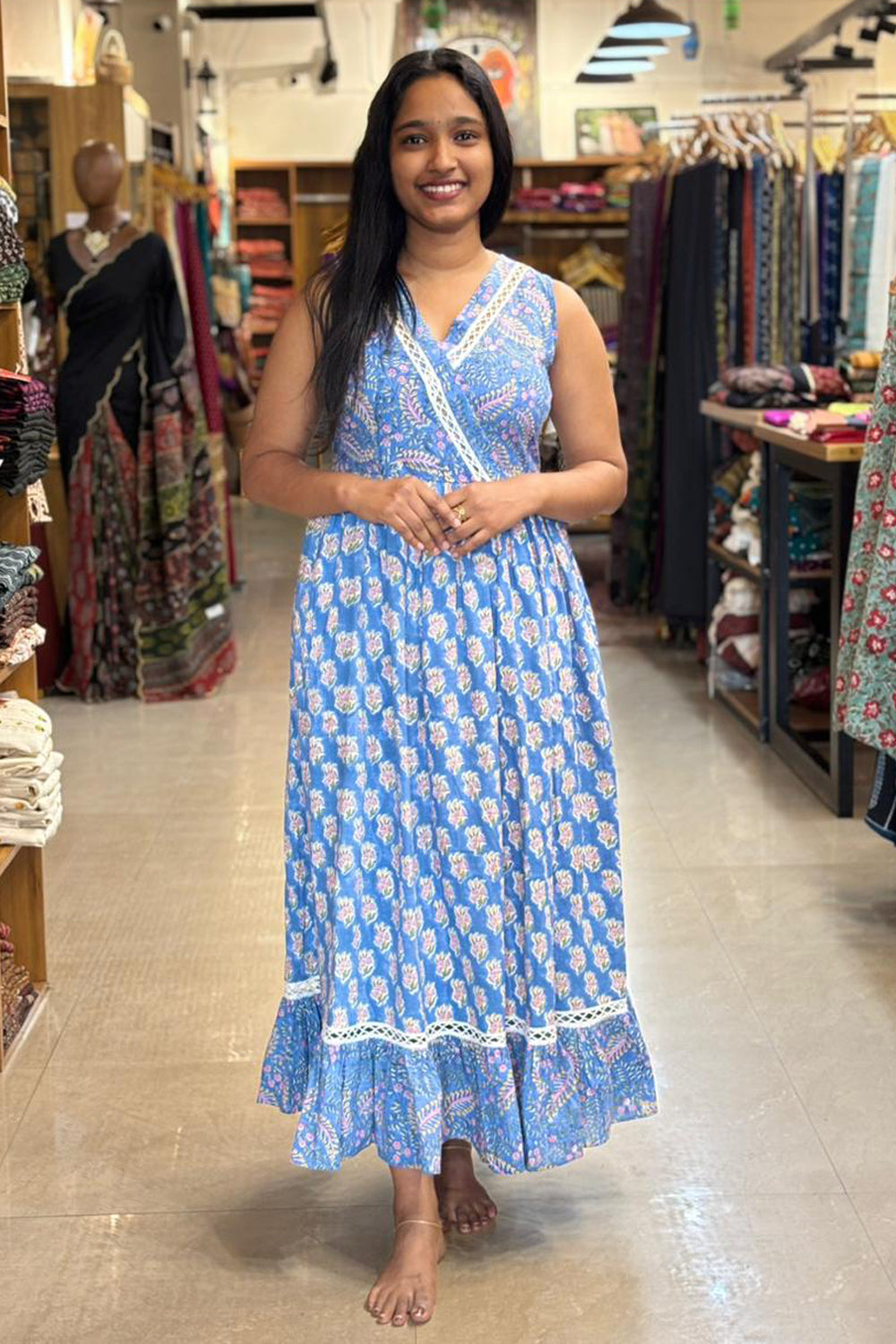 Sky Blue Gathered Dress – Byhand